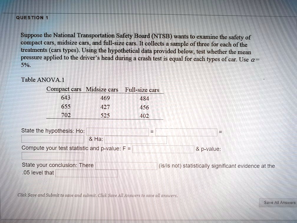 SOLVED: Question: Suppose the National Transportation Safety Board ...