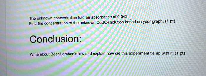 the unknown concentration had a absorbance of 0043 find the ...