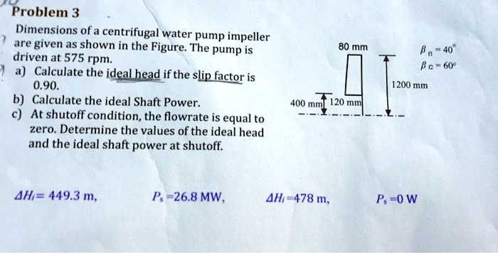 SOLVED: Problem 3: Dimensions of a centrifugal water pump impeller are ...
