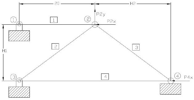 SOLVED: A four-bar truss is shown below. The elements and nodes have ...