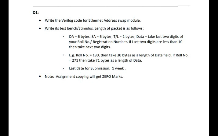 Solved Write The Verilog Code For Ethernet Address Swap Module Write Its Test Benchstimulus 4112