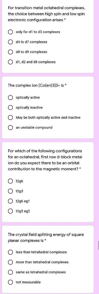 for transition metal octahedral complexes the choice between high spin ...
