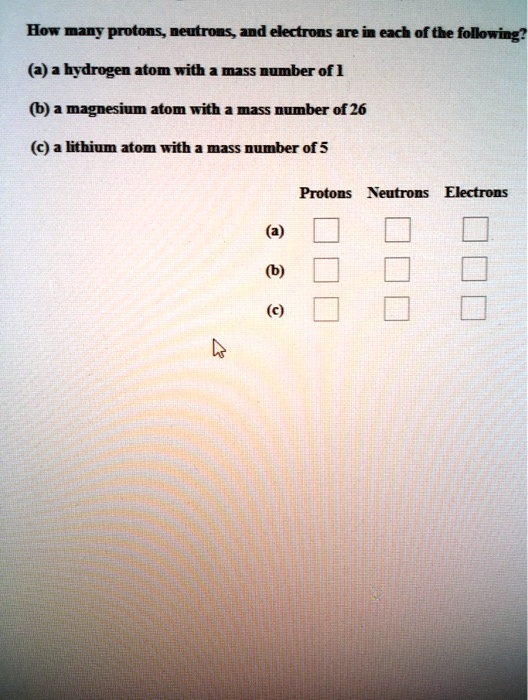 Hydrogen Number Of Protons Neutrons And Electrons