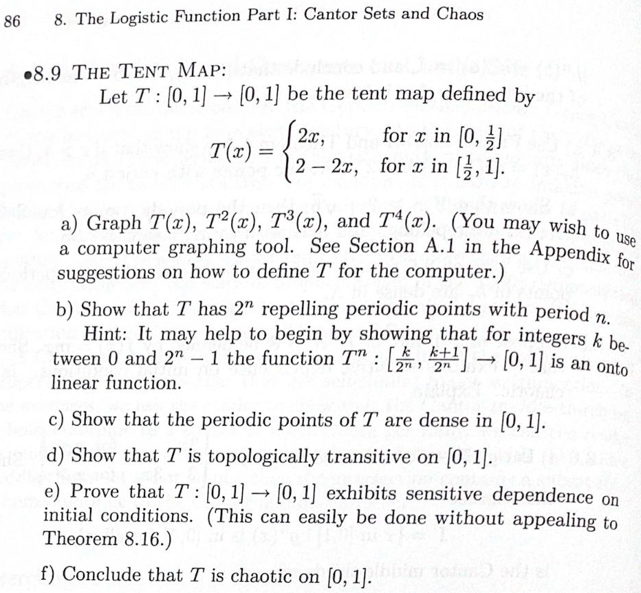 SOLVED: 8. The Logistic Function Part I: Cantor Sets and Chaos 8.9 THE ...