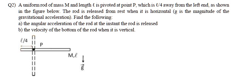 Q2) A uniform rod of mass M and length l is pivoted at point P, which ...