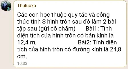 Thuluuxa Các con h?c thu?c quy t?c và công th?c tính S hình tròn sau ?ó làm 2 bài t?p sau (g?i ...