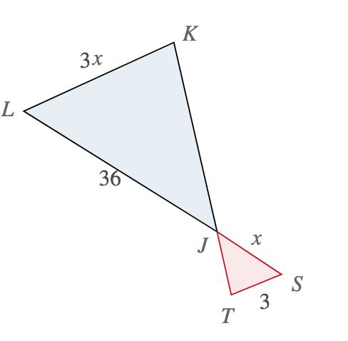SOLVED: The figure shows a pair of similar triangles. Find the lengths of the sides labeled with ...