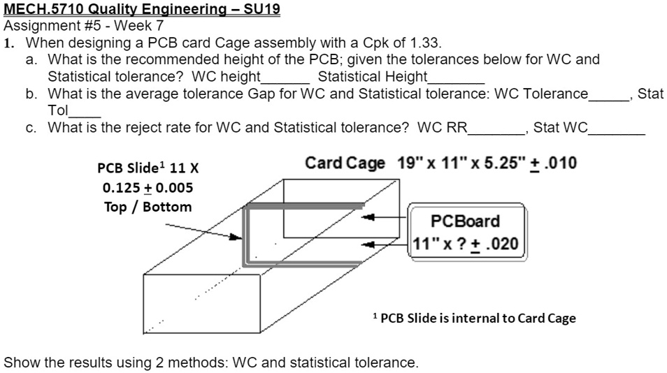 SOLVED: 'MECH 5710 Quality Engineering SU19 Assignment #5 Week When designing a PCB card Cage ...