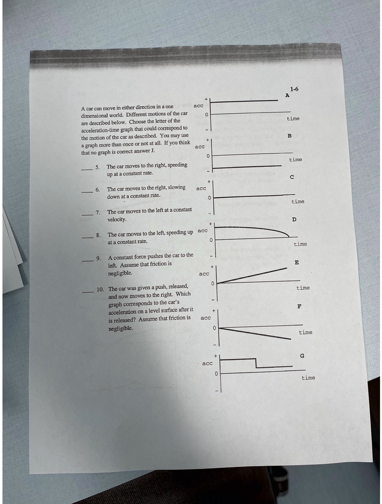 SOLVED: A car can move in either direction in a one dimensional world ...