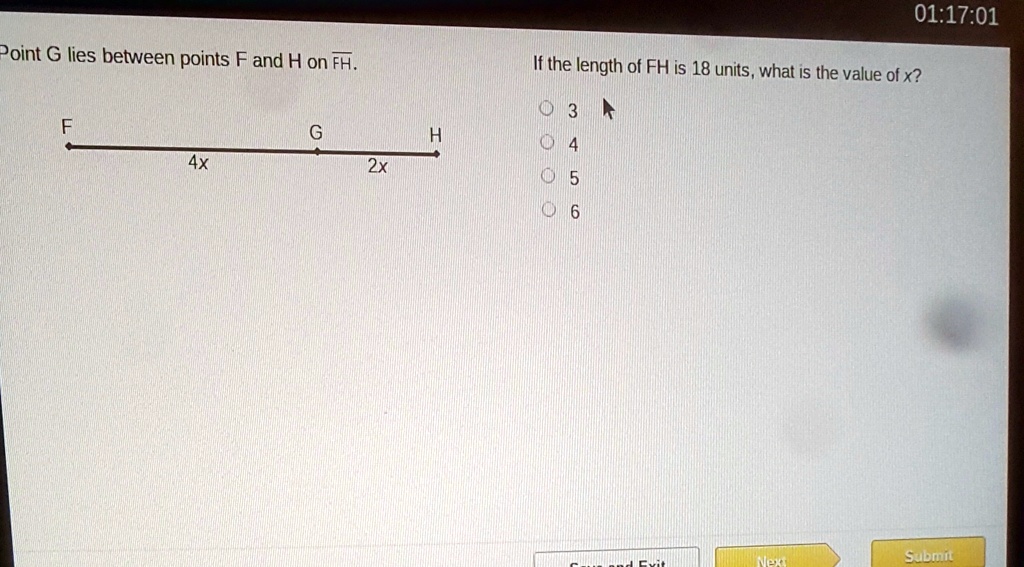if the length of fh is 18 units what is the value if x 011701 point g lies between points f and ...