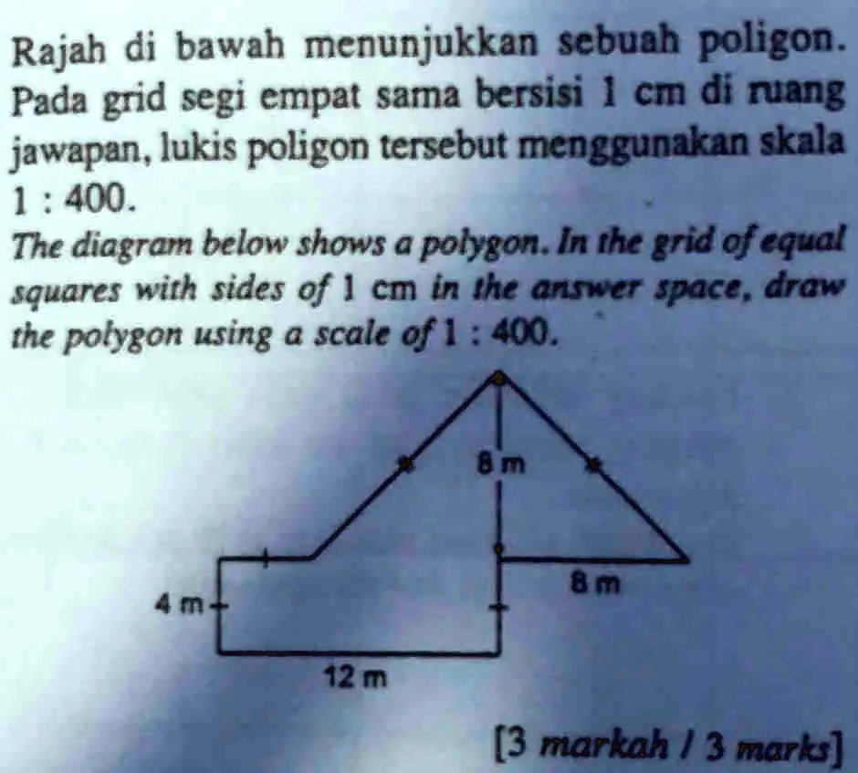 SOLVED: The diagram below shows a polygon. In the grid of equal squares with sides of 1 cm in ...