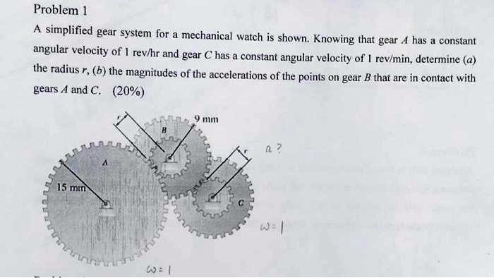 SOLVED: Problem1 A simplified gear system for a mechanical watch is ...