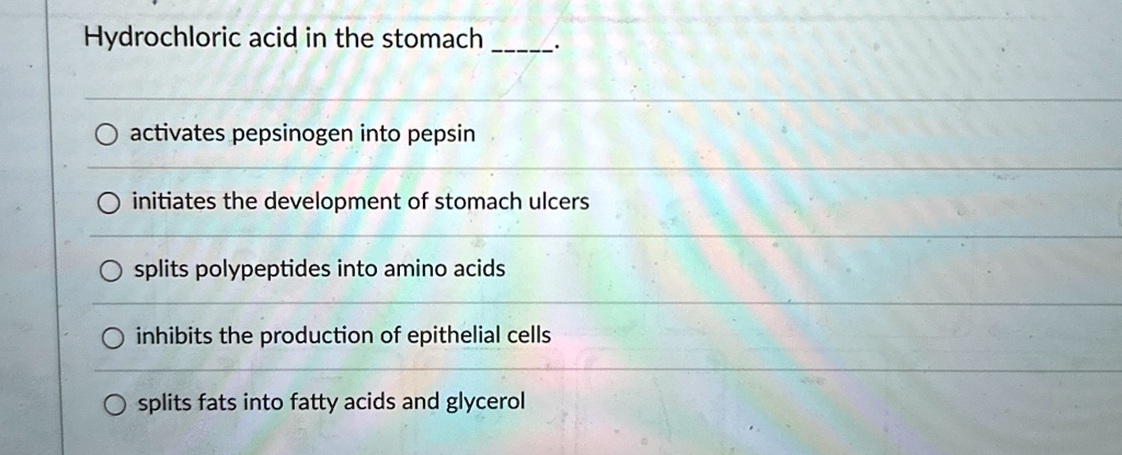 hydrochloric acid in the stomach activates pepsinogen into pepsin ...