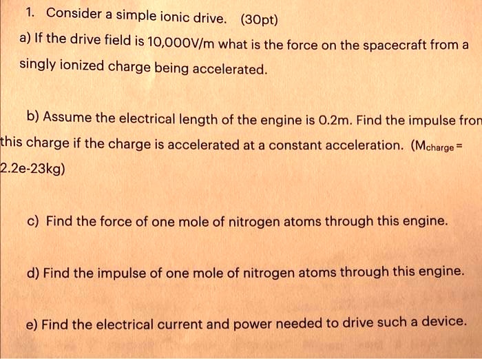 1. Consider a simple ionic drive. (30pt) a) If the drive field is 10 ...