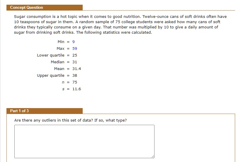 SOLVED: Concept Question Sugar consumption is hot topic when it comes ...