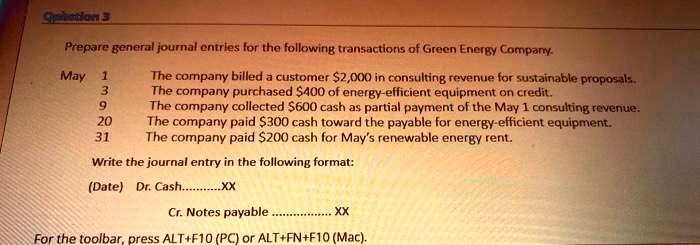 SOLVED: Prepare general journal entries for the following transactions ...