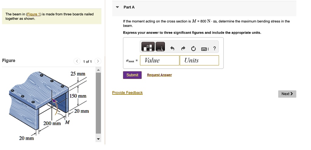 Part A The beam in (Figure 1) is made from three boards nailed together ...