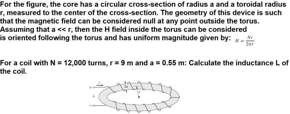 SOLVED: For the figure, the core has a circular cross-section of radius a and a toroidal radius ...