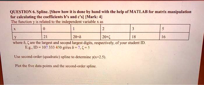 Solvedquestion 6 Spline Show How It Is Done By Hand With The Help Of Matlab For Matrix 3177