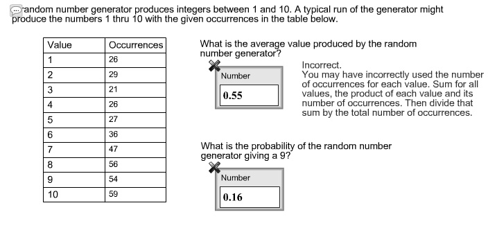 random number generator produces integers between 1 and 10. A typical run of the generator might ...