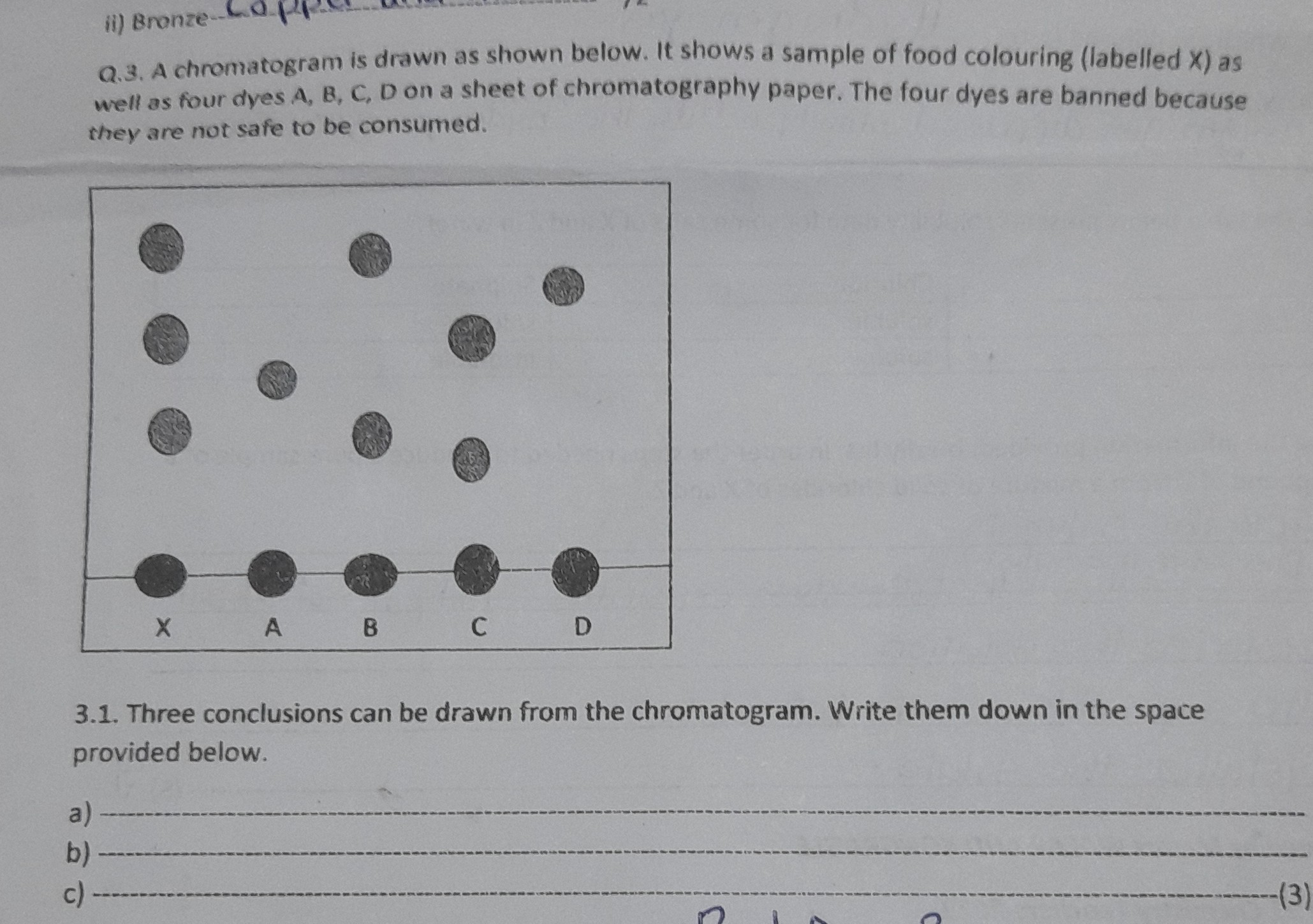 Solved Q 3 A Chromatogram Is Drawn As Shown Below It Shows A Sample