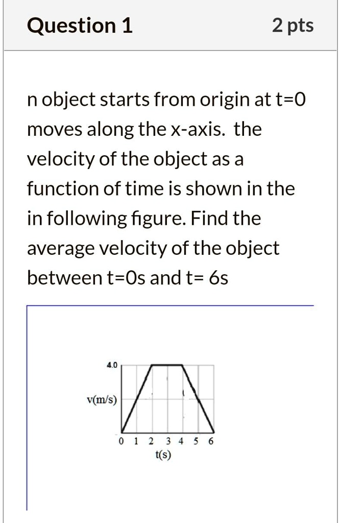 Solved Question 1 2 Pts N Object Starts From Origin At T 0 Moves Along
