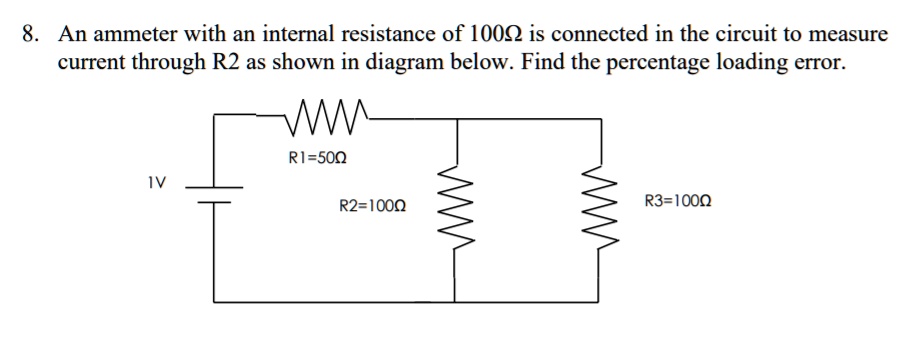 SOLVED: 8. An ammeter with an internal resistance of 100Q is connected ...