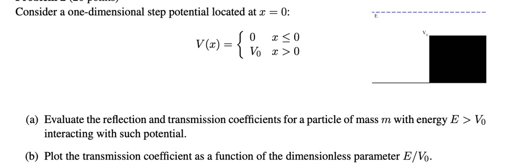 Consider a one-dimensional step potential located at x = 0: V(x) = 0 x ...