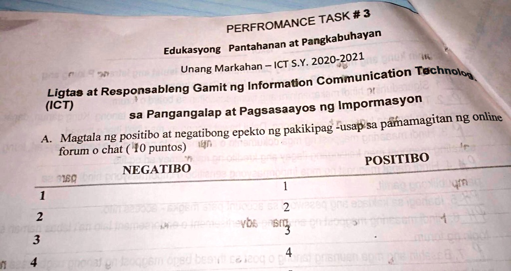 SOLVED: paki sagutan po please TASK #3 PERFROMANCE Pangkabuhayan ... SOLVED: paki sagutan po please TASK #3 PERFROMANCE Pangkabuhayan ...