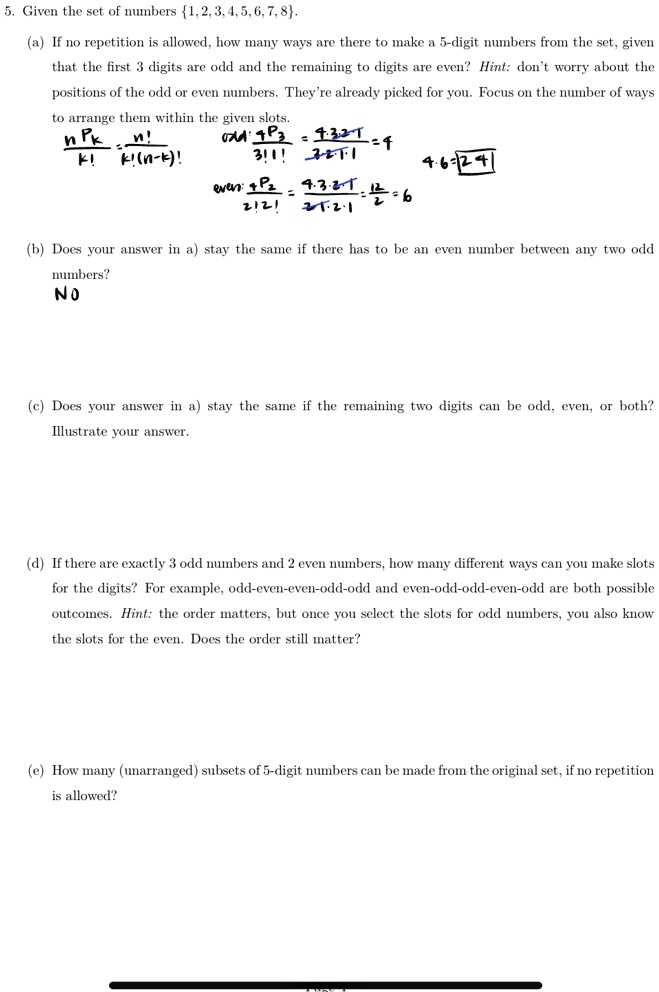 Solved Texts Given The Set Of Numbers 1 2 3 4 5 6 7 8 A If 0576