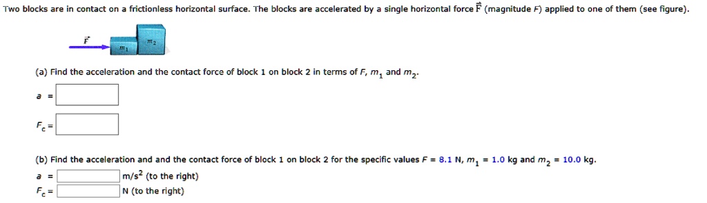 two blocks are in contact on frictionless horizontal surface the blocks are ccelerated by single ...