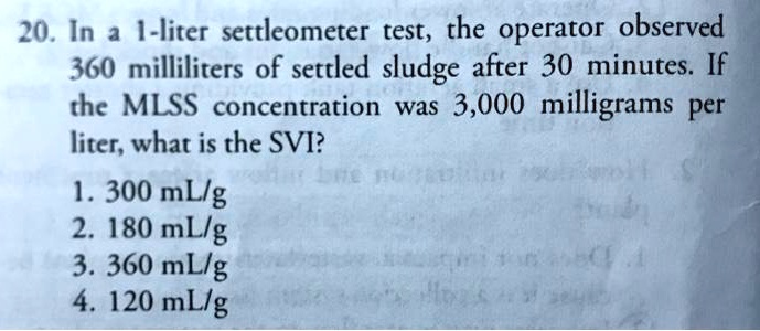 VIDEO solution: In a settleometer test, the operator observed 360 ...