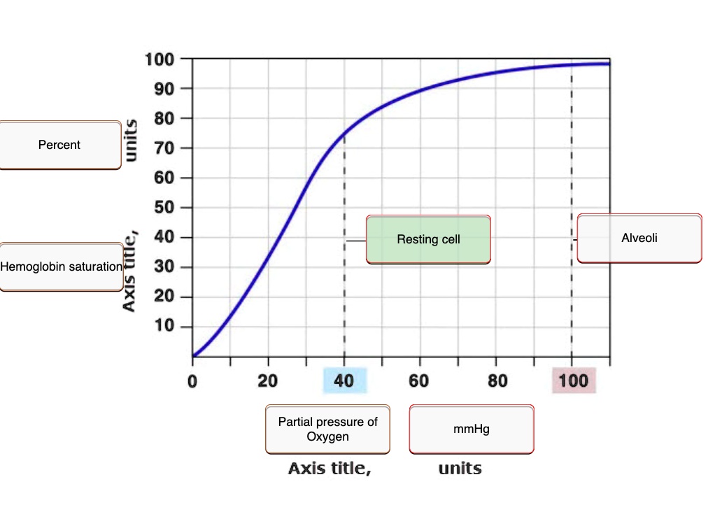 Percent Hemoglobin Saturation Axis Title Units 100 90 80 70 60 50 40 Resting Cell Alveoli 30 20