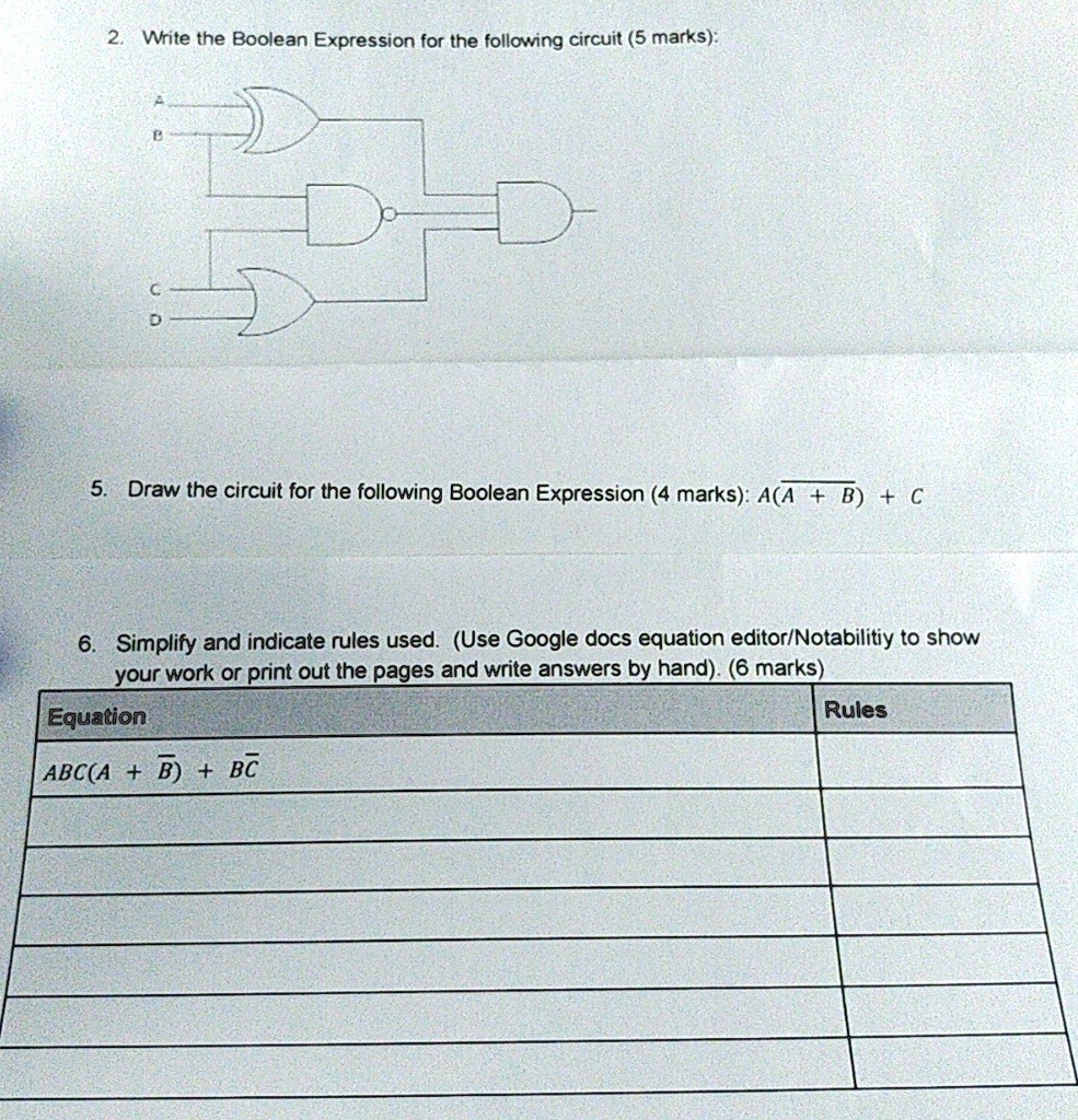 Solved Can You Please Do The 3 Questions Please Write The Boolean