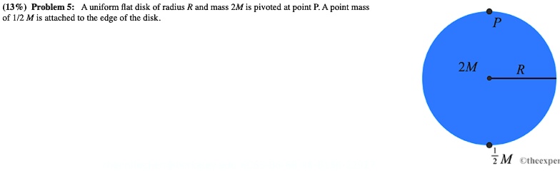 SOLVED: Problem 5: A uniform flat disk of radius and mass 2M - pivoted Point of 1/2 M is ...