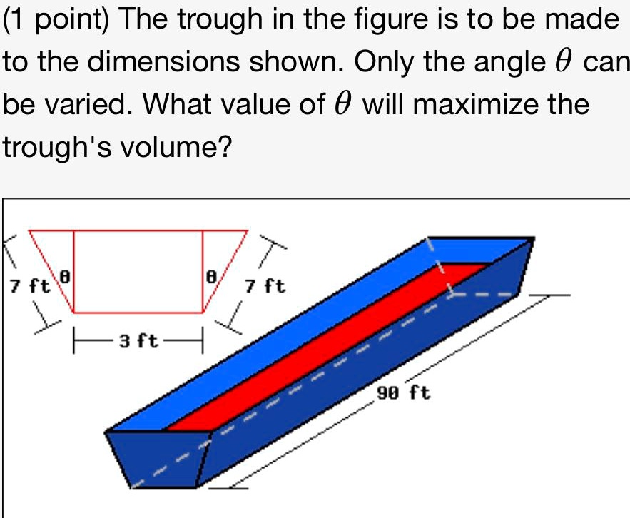SOLVED: The trough in the figure is to be made to the dimensions shown ...