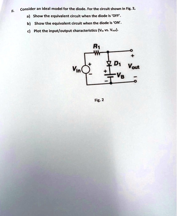 SOLVED: I. Consider an ideal model for the diode. For the circuit shown in Fig.2, a) Show the ...
