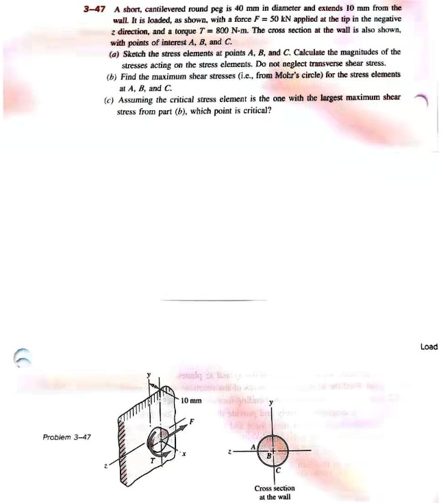 A short, cantilevered round peg is 40 mm in diameter and extends 10 mm from the wall. It is ...