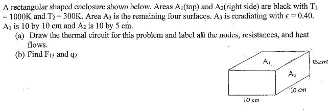 SOLVED: A rectangular shaped enclosure shown below. Areas A (top) and ...