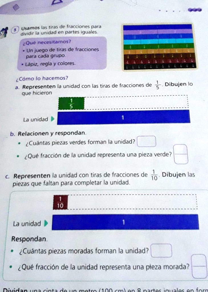 SOLVED: ayudaaaaaaaaaaaaaaaaaaa Usamos las tiras de fracciones para ...
