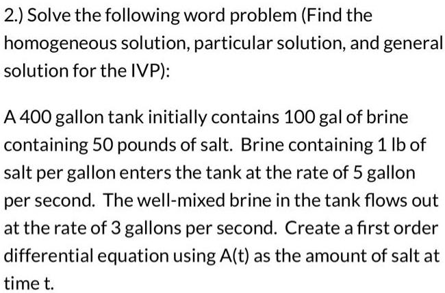 2 solve the following word problem find the homogeneous solution ...