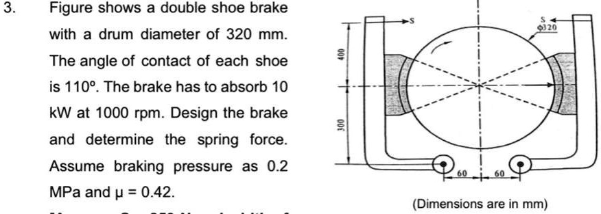 VIDEO solution: Figure shows a double shoe brake with a drum diameter ...