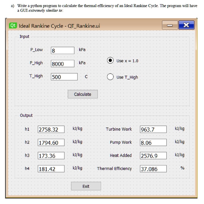 SOLVED: Write a Python program to calculate the thermal efficiency of ...