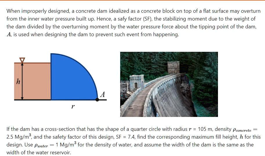 When improperly designed, a concrete dam idealized as a concrete block ...