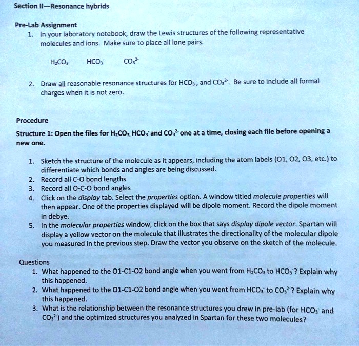 SOLVED: Text: Section II - Resonance hybrids Pre-Lab Assignment: In ...