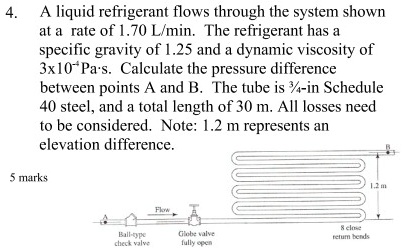 liquid refrigerant flows through the syslem shown rate of 70 llmin the ...