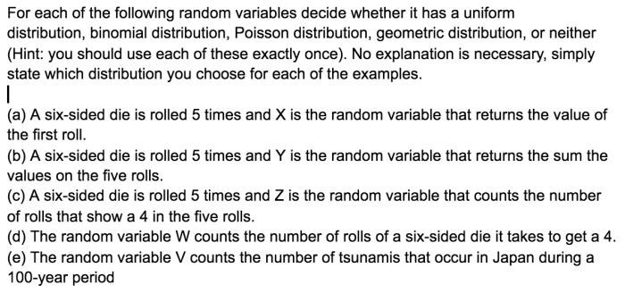Solved For Each Of The Following Random Variables Decide Whether It 0133