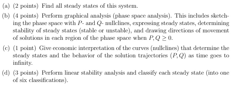 SOLVED:points) Find all steady states of this system_ points) Perform ...