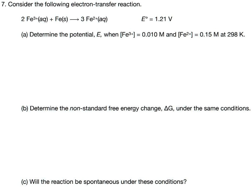 consider the following electron transfer reaction fe3 aq fes fe2aq e ...