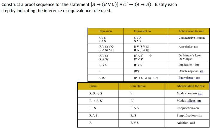 SOLVED: Construct the following proof sequence: Construct a proof ...